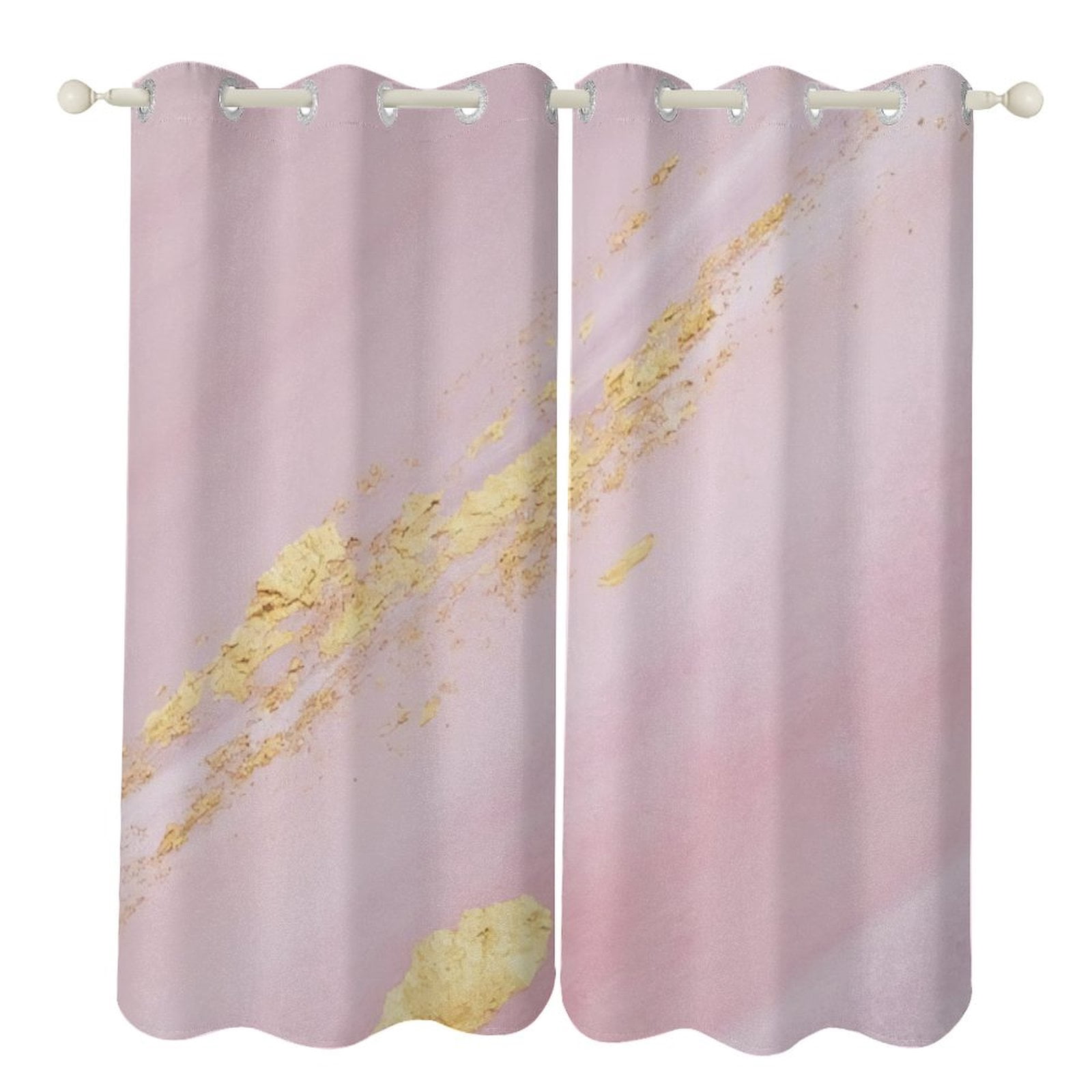 Pink And Gold Abstract Art Blackout Window Curtains for Bedroom Living ...