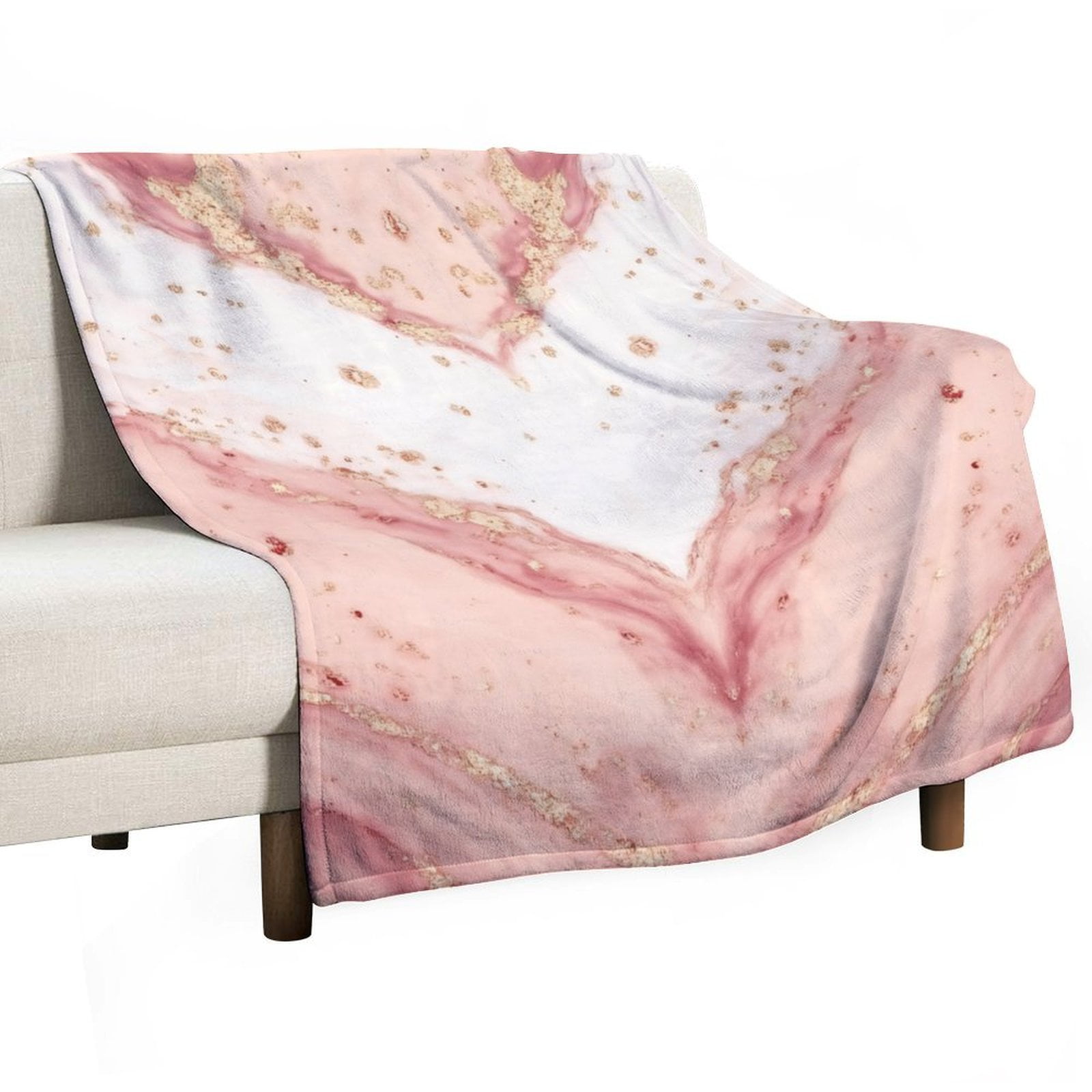 Pink And Gold Marble Pattern Throws Blankets for Sofa Bed Winter Plush ...