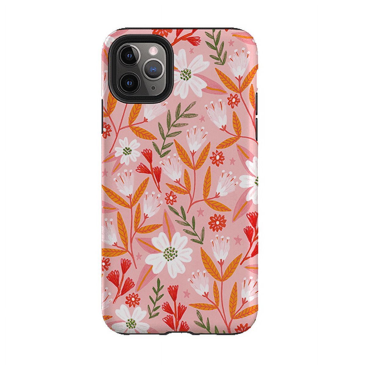 Pink And Orange Florals Bright Phone Case for iPhone 16 15 14 13 12 11 ...
