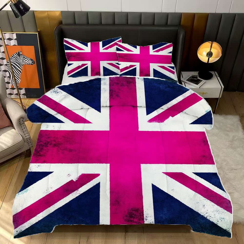 Pink And Purple Union Jack Flag Comforter Set Twin Size Bedding Set For ...