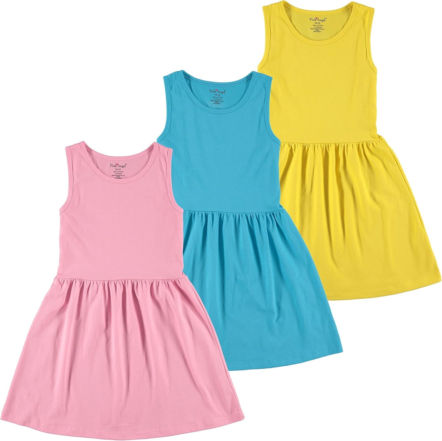 Pink Angel 3-Pack Girls' Dresses, Kids Casual Fit and Flare Sleeveless ...