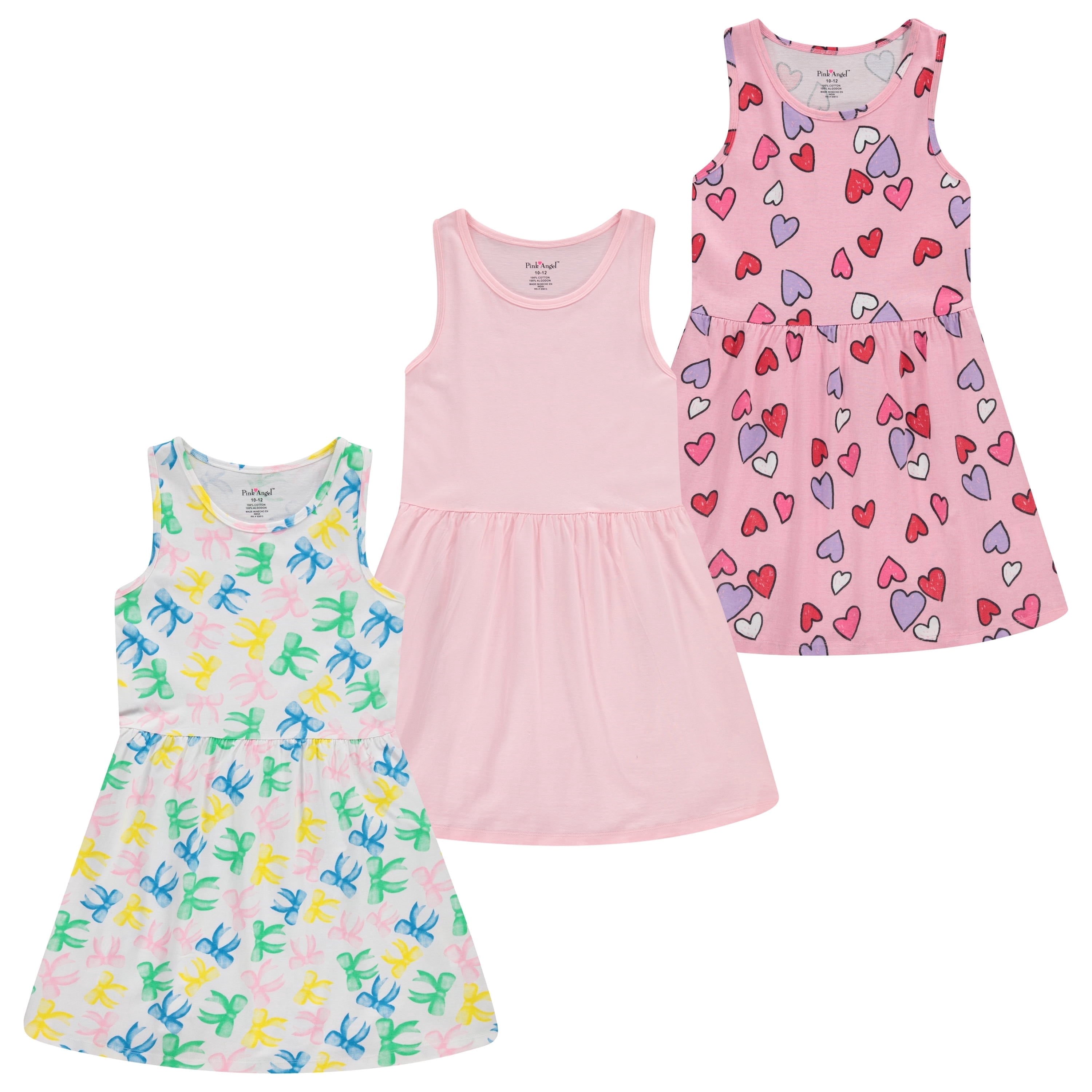 Pink Angel 3-Pack Girls' Cotton Dresses, Summer Sundresses, School ...
