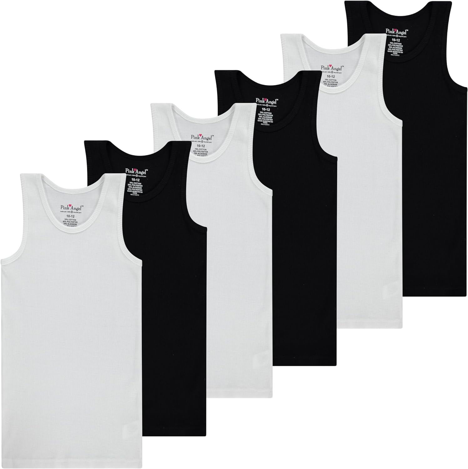 Pink Angel 6-Pack Girls Tank Tops - Girls Undershirts, Trendy Ribbed ...