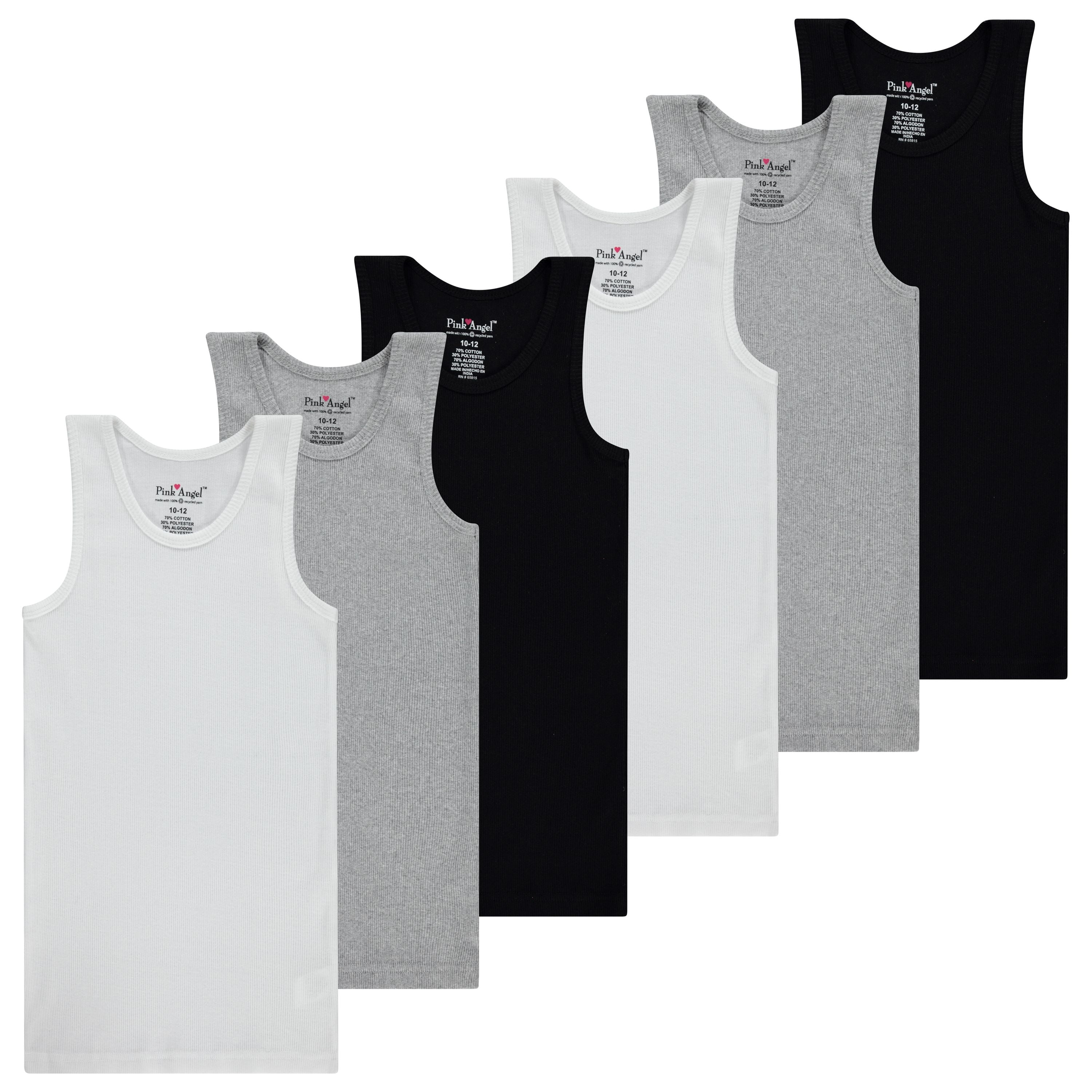 Pink Angel 6-Pack Girls Tank Tops - Girls Undershirts, Trendy Ribbed ...