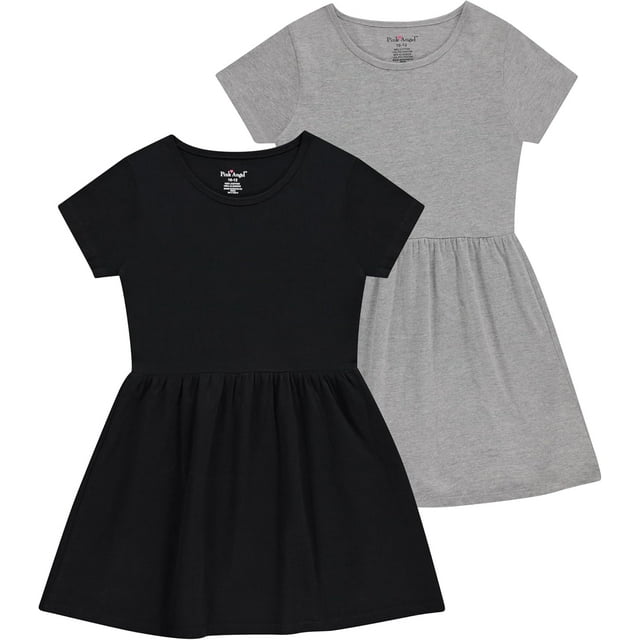 Pink Angel Girls' 2-Pack Short Sleeve Cotton Dresses - Superior Comfort ...