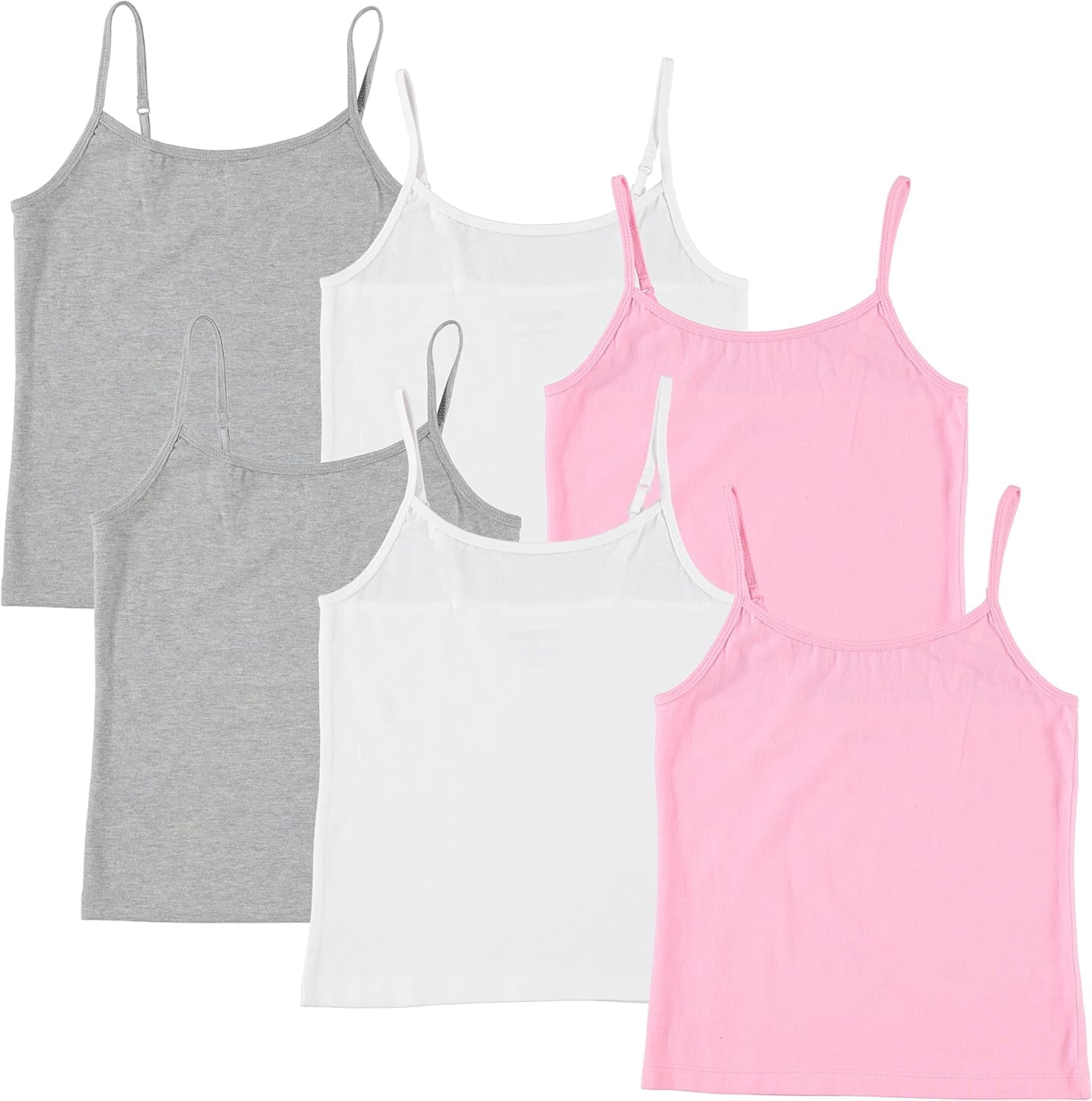 Pink Angel Girls Camisole 6-Pack with Adjustable Straps - Comfortable ...