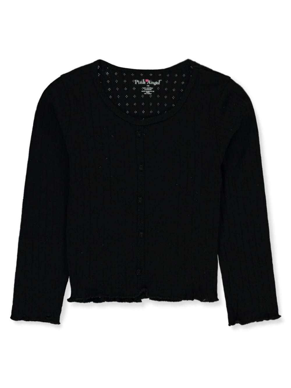 Pink Angel Girls' L/S Pointelle Top - black, 5 - 6 (Little Girls ...