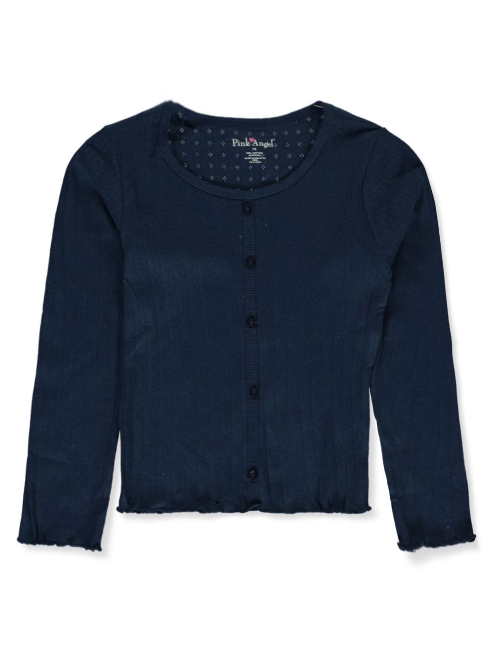 Pink Angel Girls' L/S Pointelle Top - navy, 14 (Big Girls) - Walmart.com