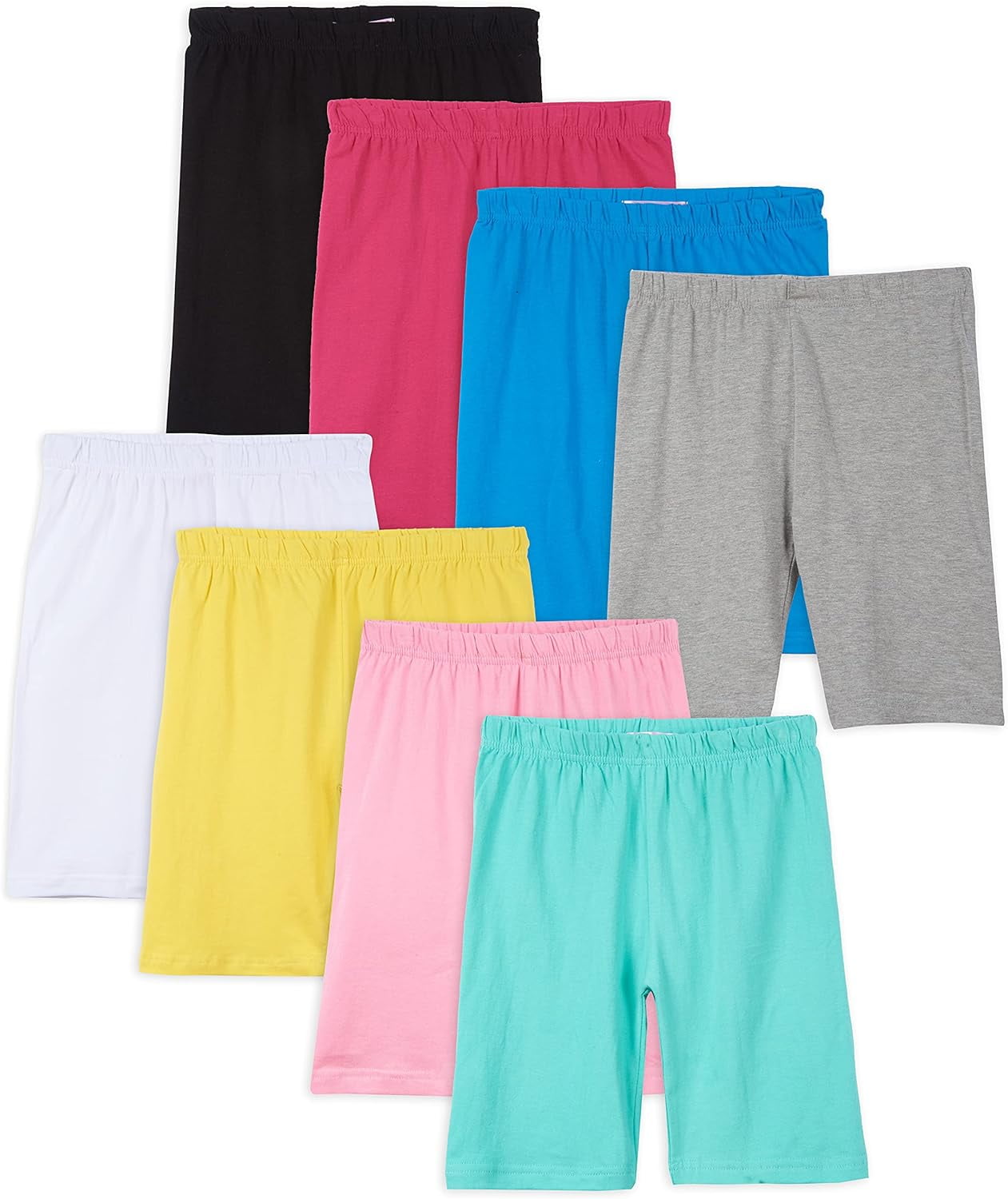 Pink Angel Girls Bike Shorts, Cotton Spandex, 8 Pack, Assorted Solid ...