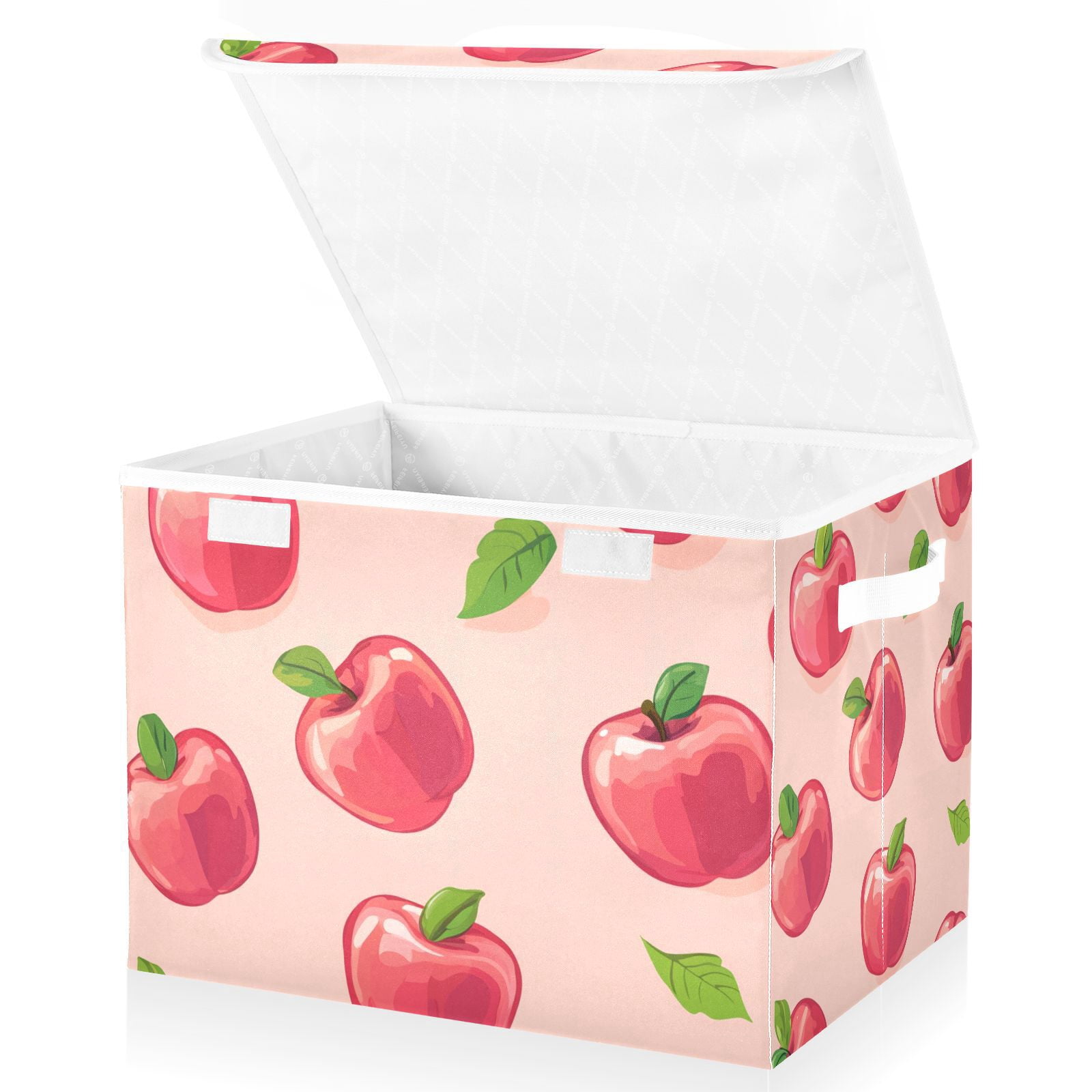 Pink Apples Storage Basket for Shelves Foldable Container Organizer for ...