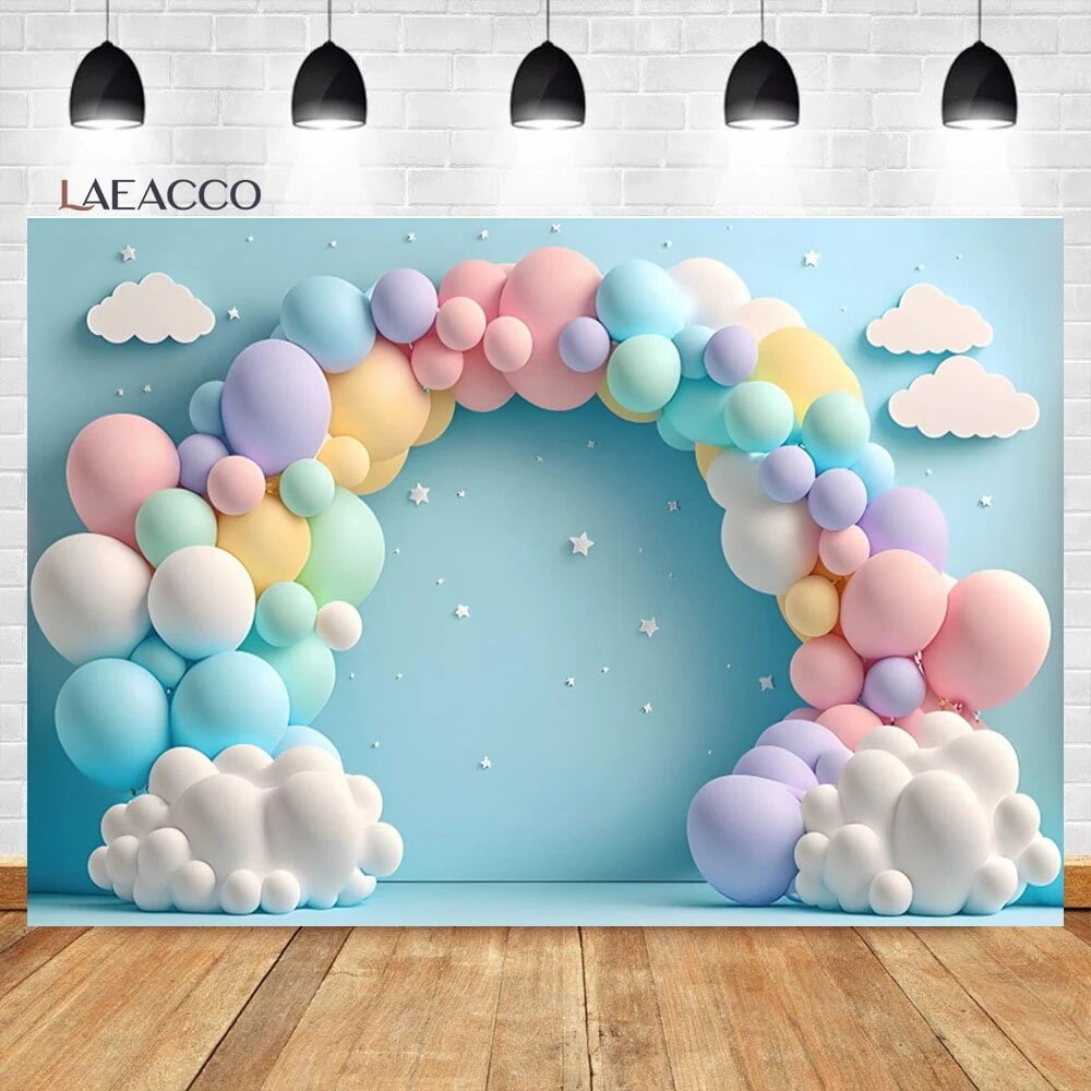 Pink Arch Balloons Floral Girl First Birthday Party Photography ...