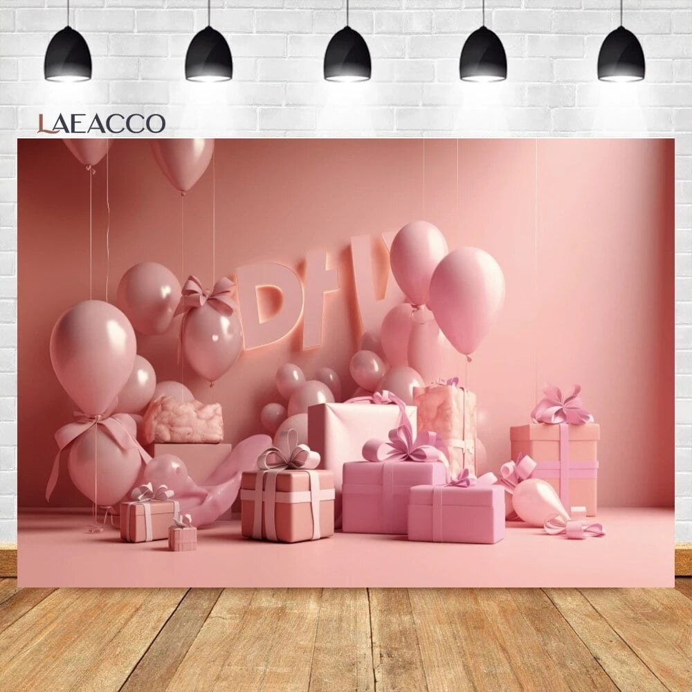 Pink Arch Balloons Floral Girl First Birthday Party Photography ...