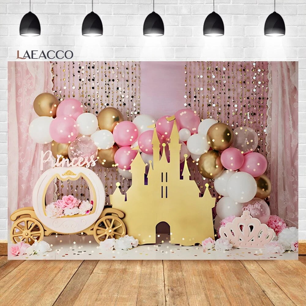 Pink Arch Balloons Floral Girl First Birthday Party Photography ...