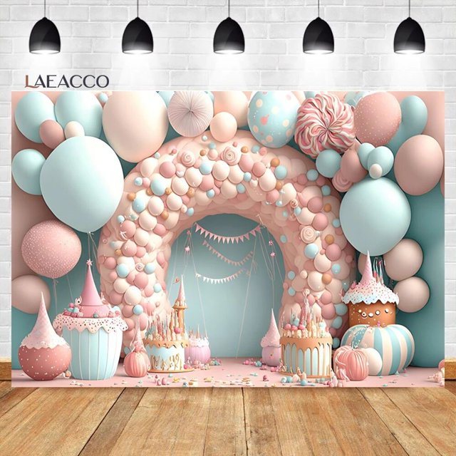 Pink Arch Balloons Floral Girl First Birthday Party Photography ...