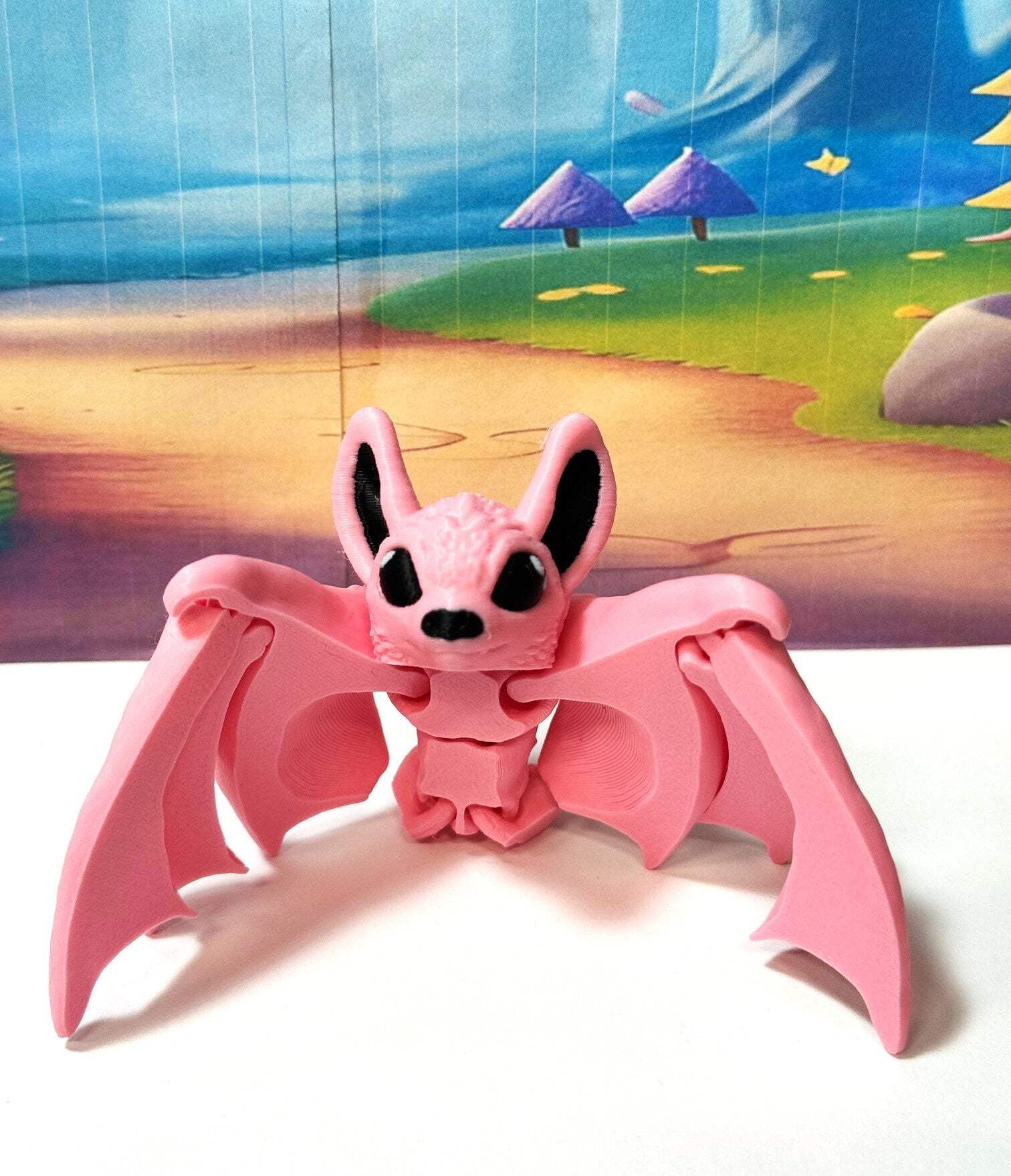 Pink Articulated Cinderbat for Halloween Decor, 3D Printed Bat ...