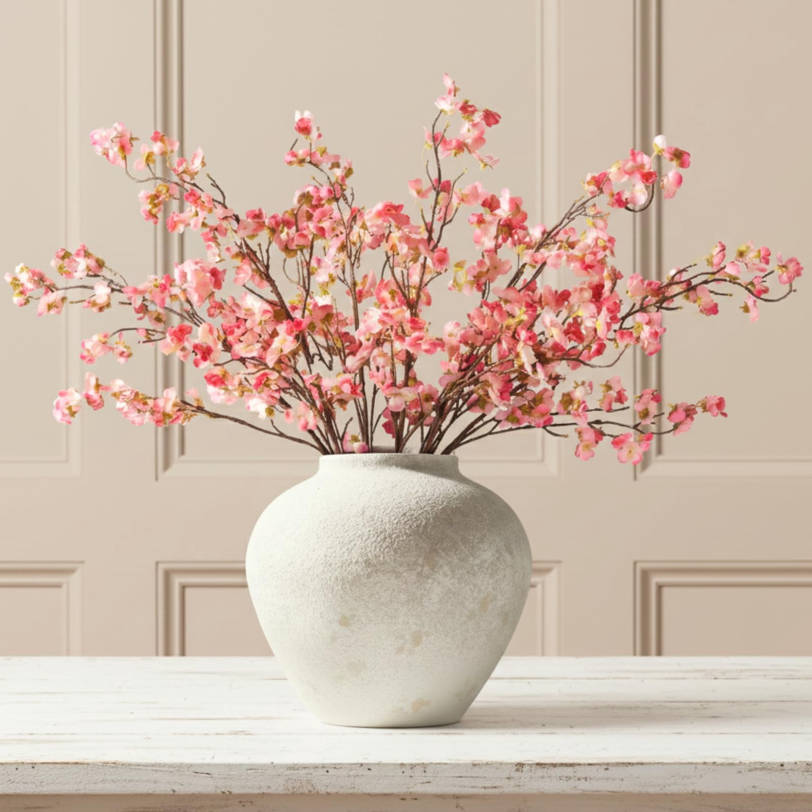 Pink Artificial Cherry Blossom Branches 6 Count 33.5" Long Stem For ...
