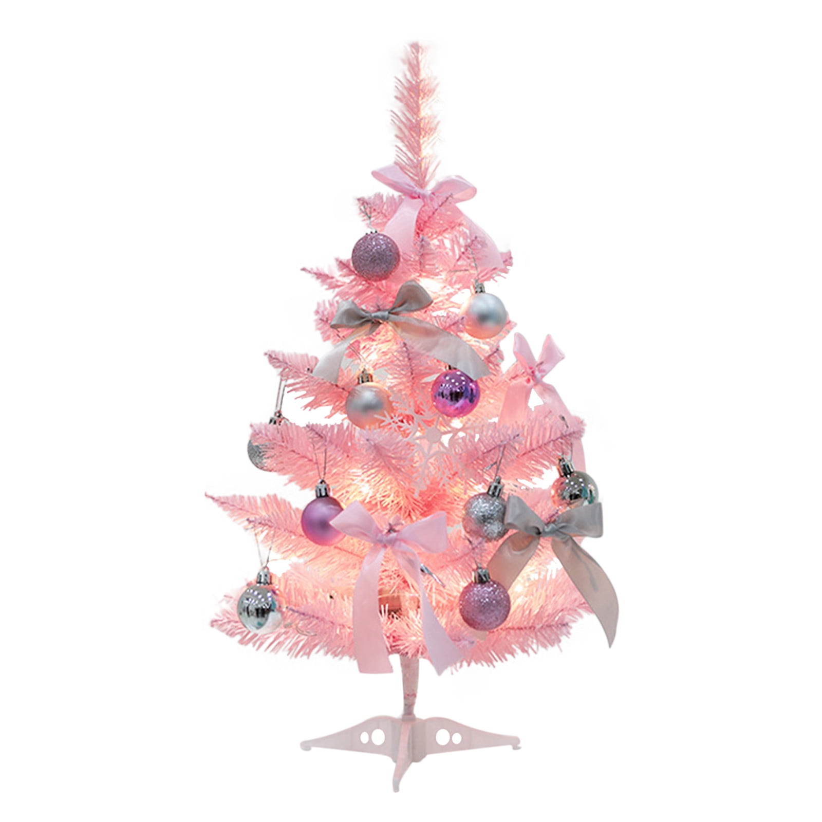 Pink Artificial Christmas Tree Set 2FT Xmas Tree with Christmas Ball ...