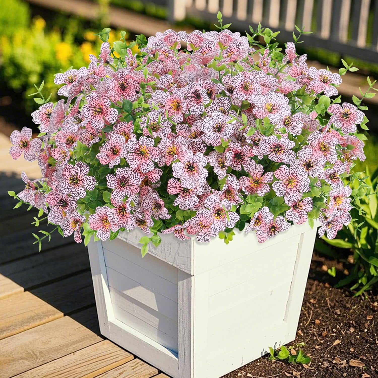 Pink Artificial Flowers for Outdoors Fake Spring Plastic Flowers 14 ...