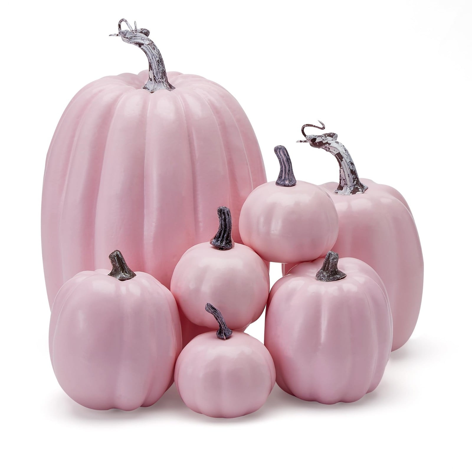 Pink Artificial Pumpkin,7pcs Lifelike Faux Pumpkins Decor for Halloween ...