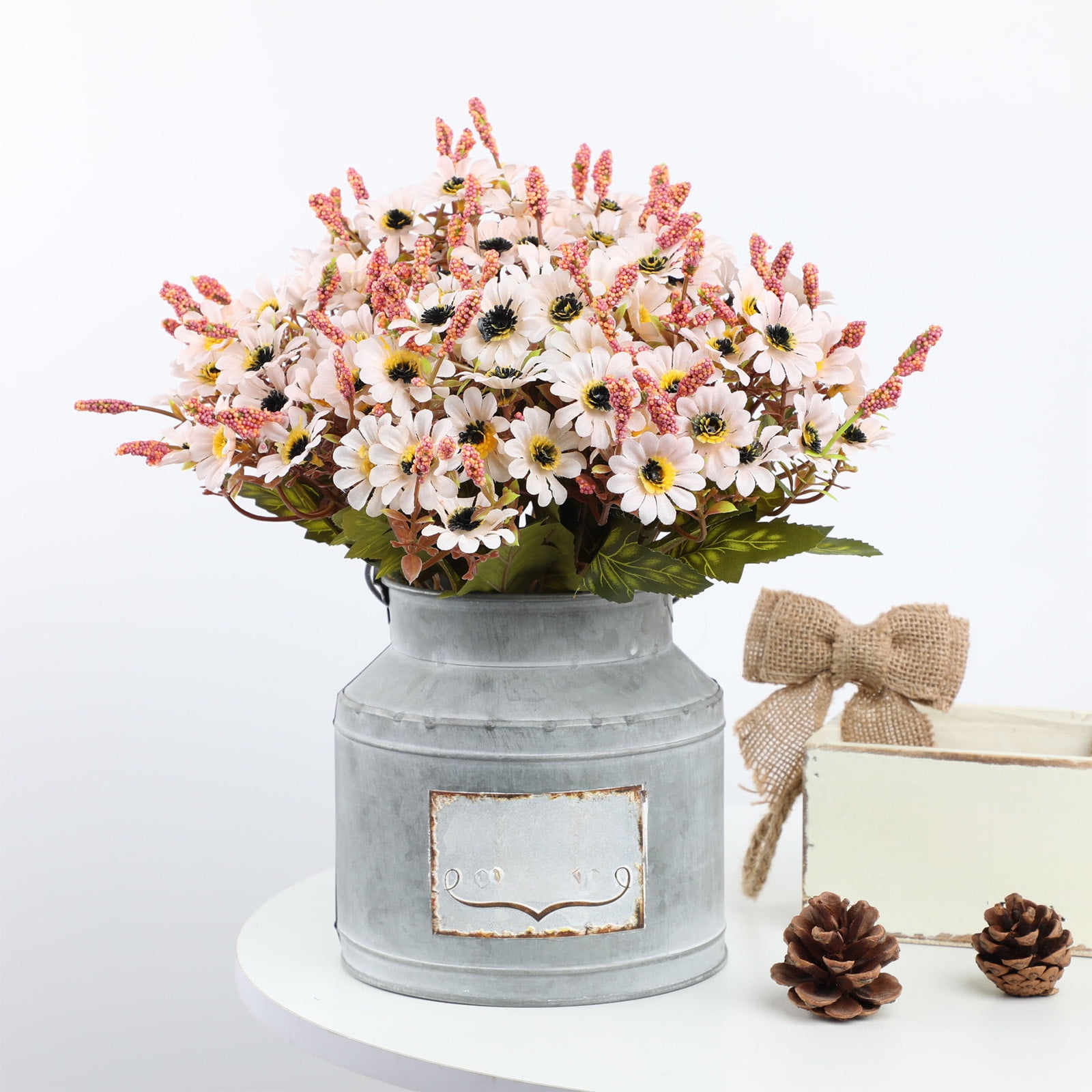 Pink Artificial Silk Daisy Flowers,6 Forks 13 Inch Silk Daisy,Artificial Daisy for Home ...