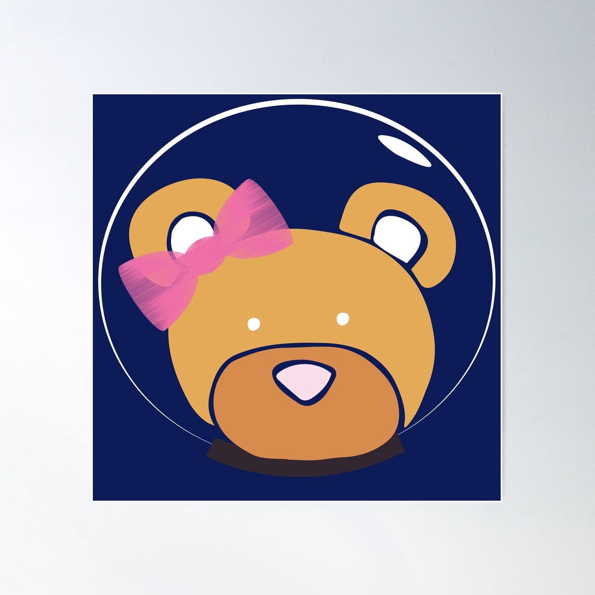 Pink Astro Bear Poster Wall Art, Modern Wall Decor For Living Room ...