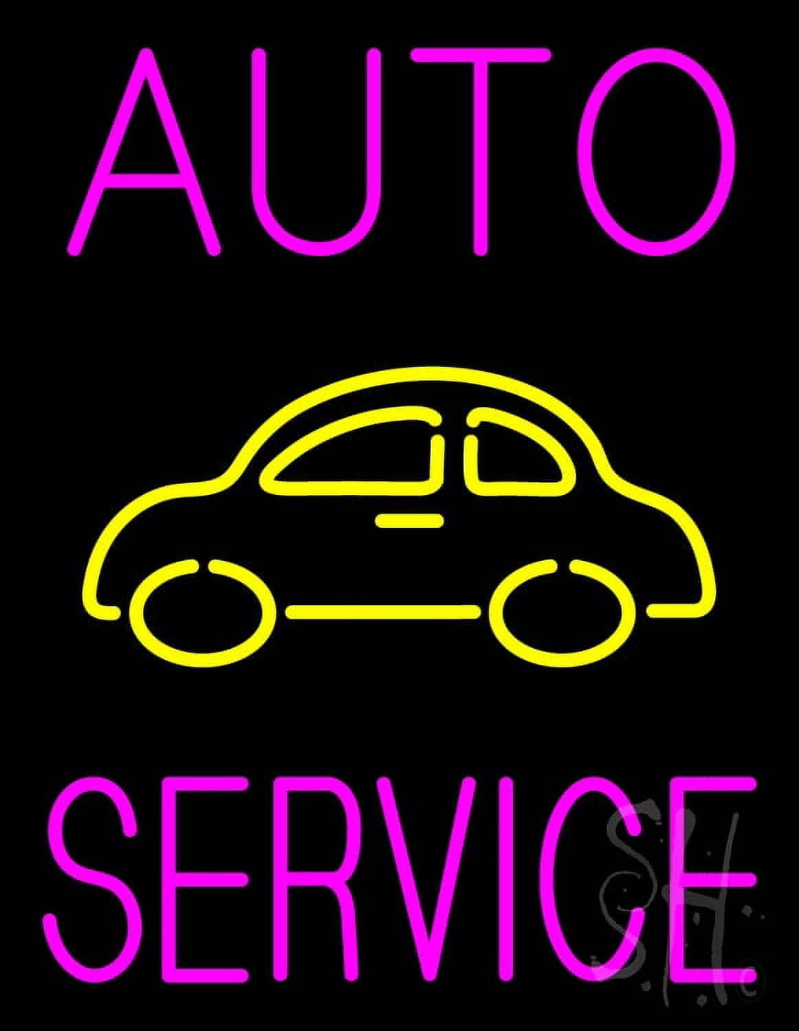Pink Auto Service Yellow Logo LED Neon Sign 19 x 15 - inches, Clear ...