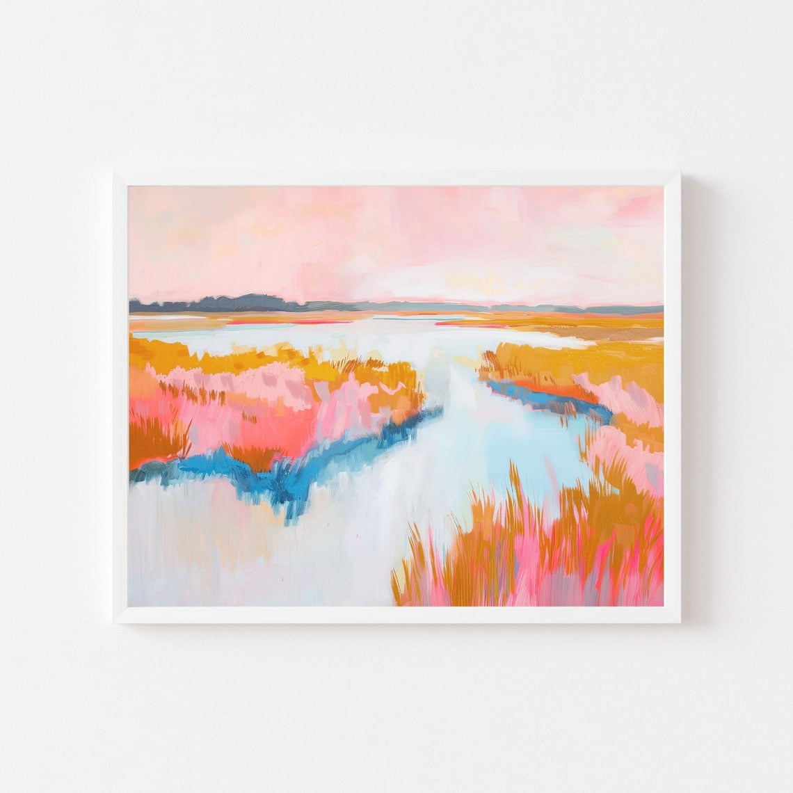 Pink Autumn Marsh Landscape Painting Carolina Lowcountry Coastal Wall ...