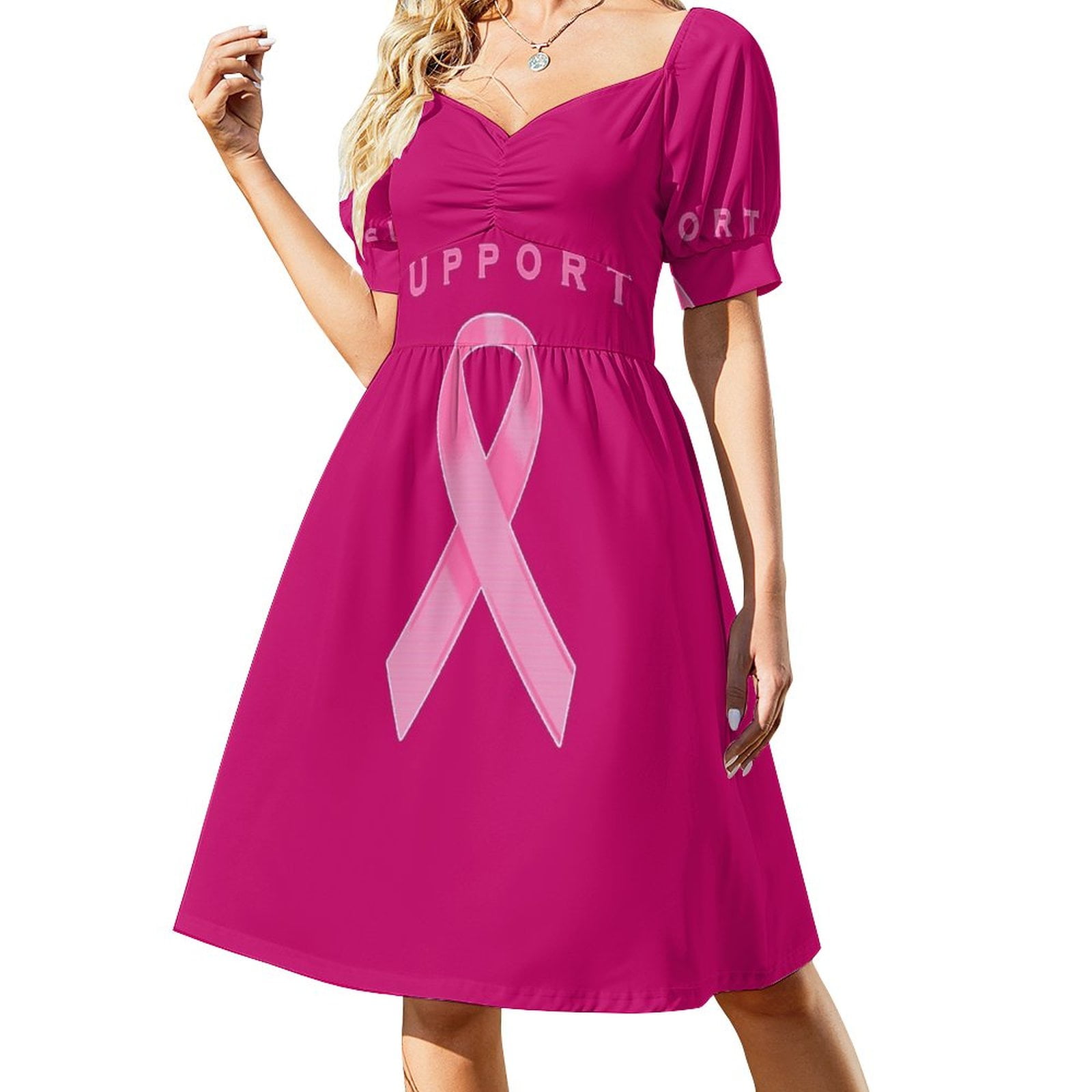Pink Awareness Ribbon of Support Sleeveless Dress beach outfits for ...
