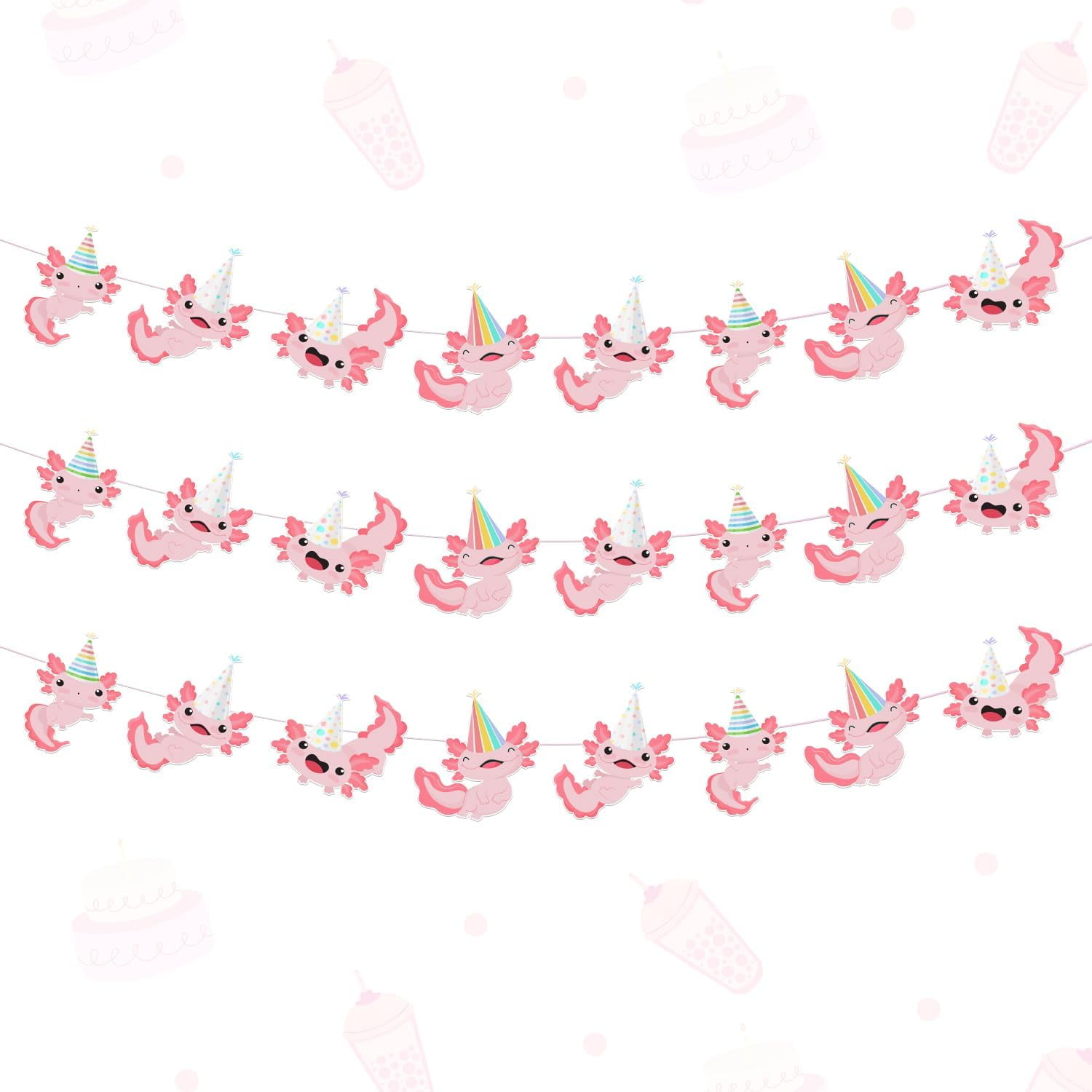 Pink Axolotl Banner Axolotl Theme Party Decorations Cute Cartoon Animal ...