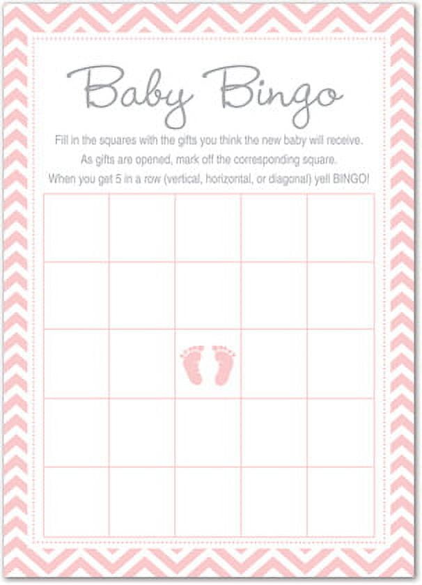 Pink Baby Feet Baby Shower Game - Bingo Cards - 24 count - Walmart.com