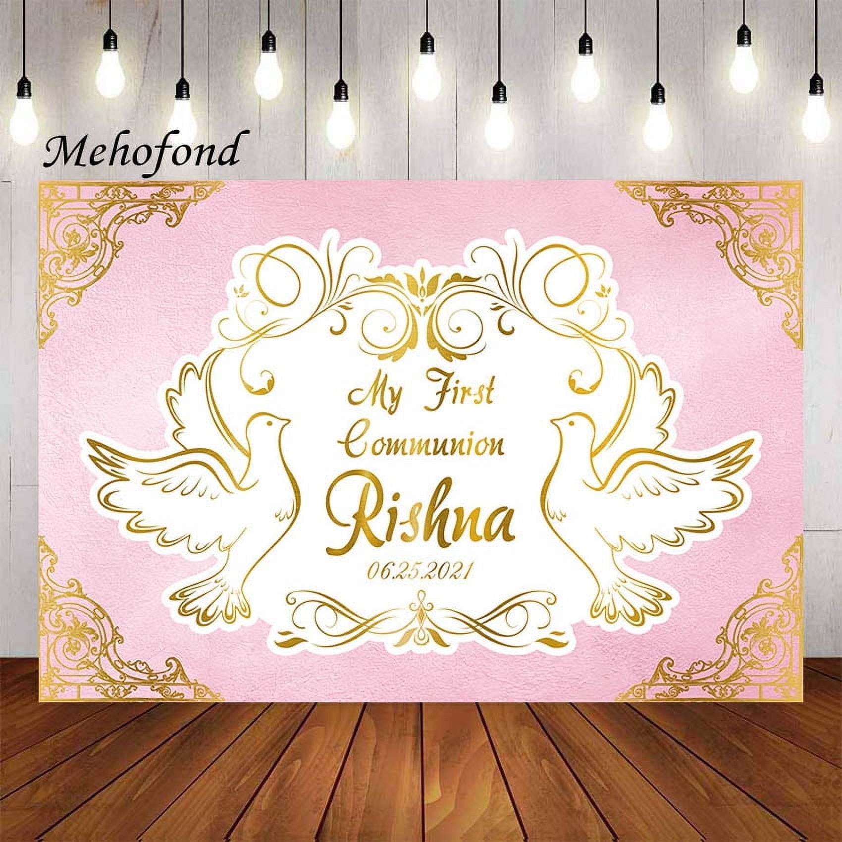 Pink Baby Girl My First Holy Communion Baptism Kids Party ration ...