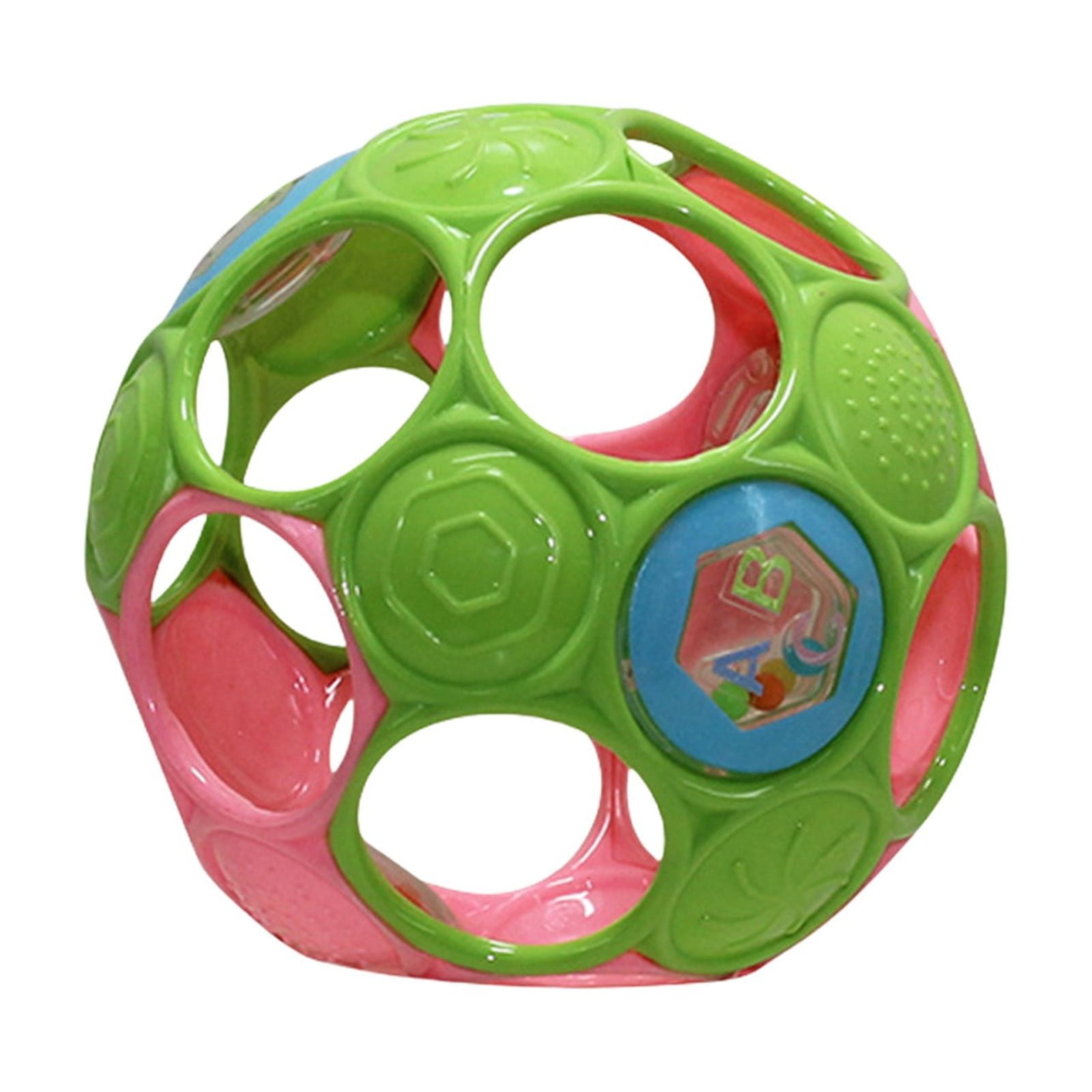 Pink Baby Grasp Practice Ball Toy Hollow 9.5Cm For Soothing Rattle And ...