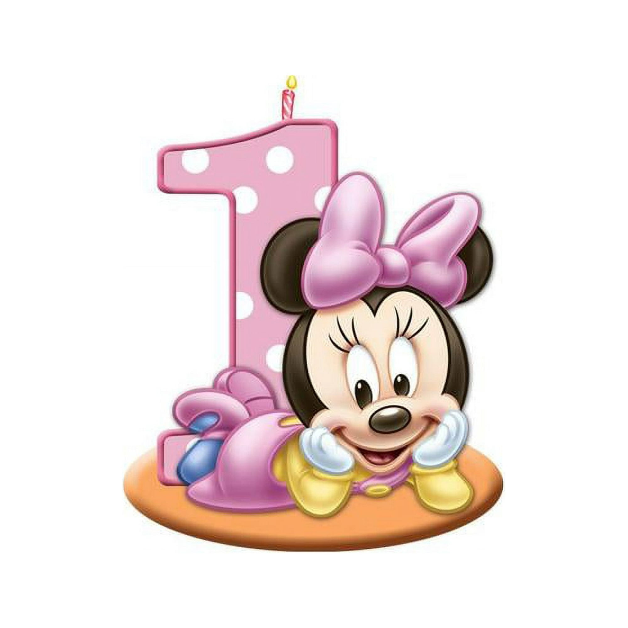 Pink Baby Minnie Mouse 1st Birthday Candle Edible Image Cake Topper For ...