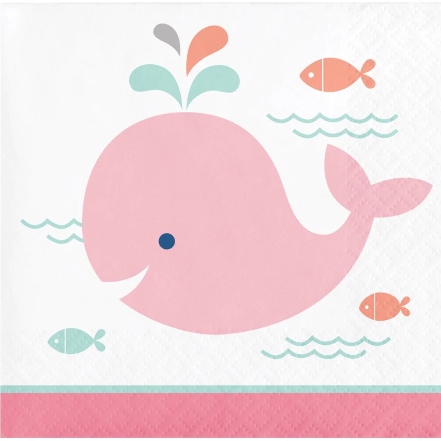 Pink Baby Whale Beverage Napkins (16ct) - Walmart.com