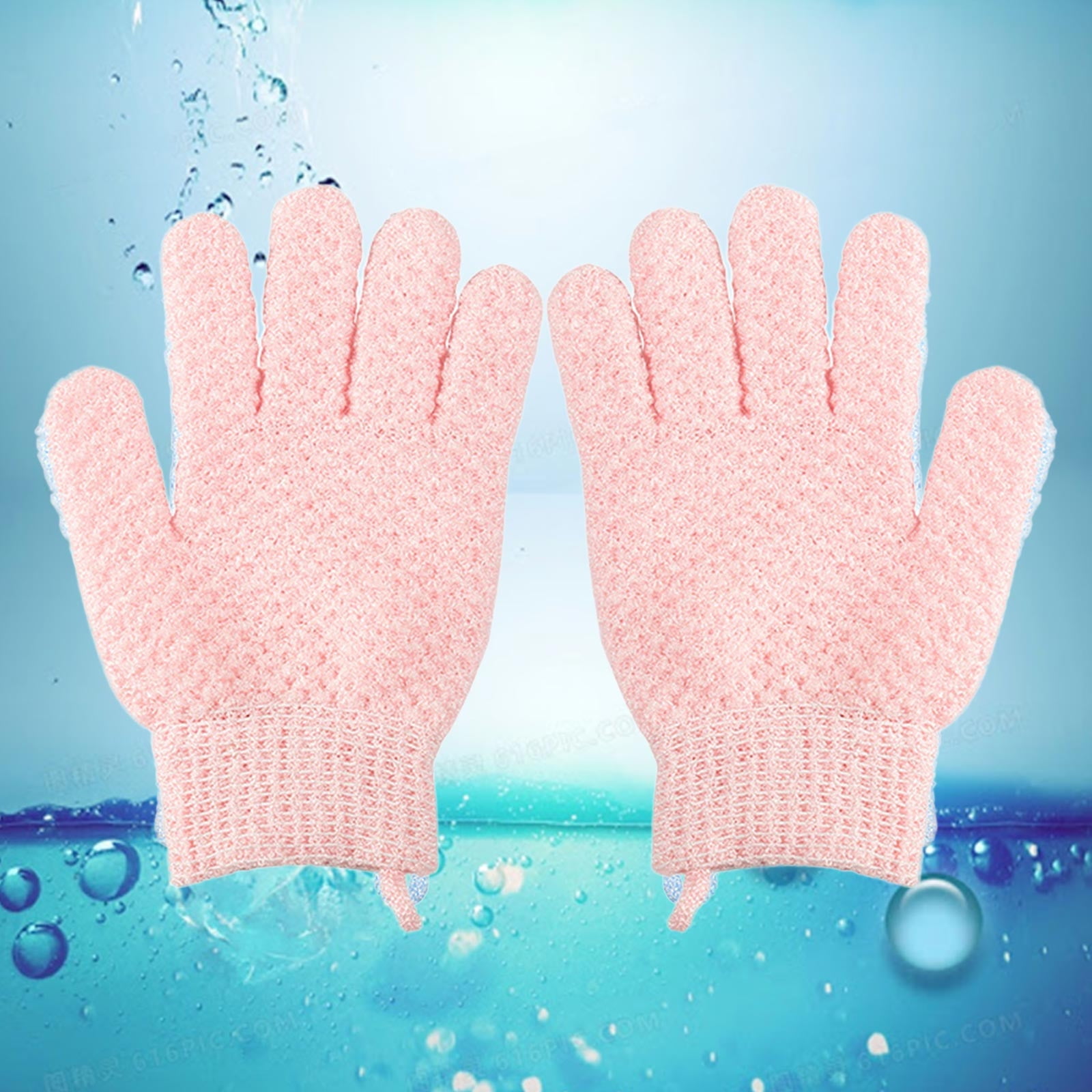 Pink Back Bath Mud Exfoliating Scrub Rub Five Gloves Finger Towel ...