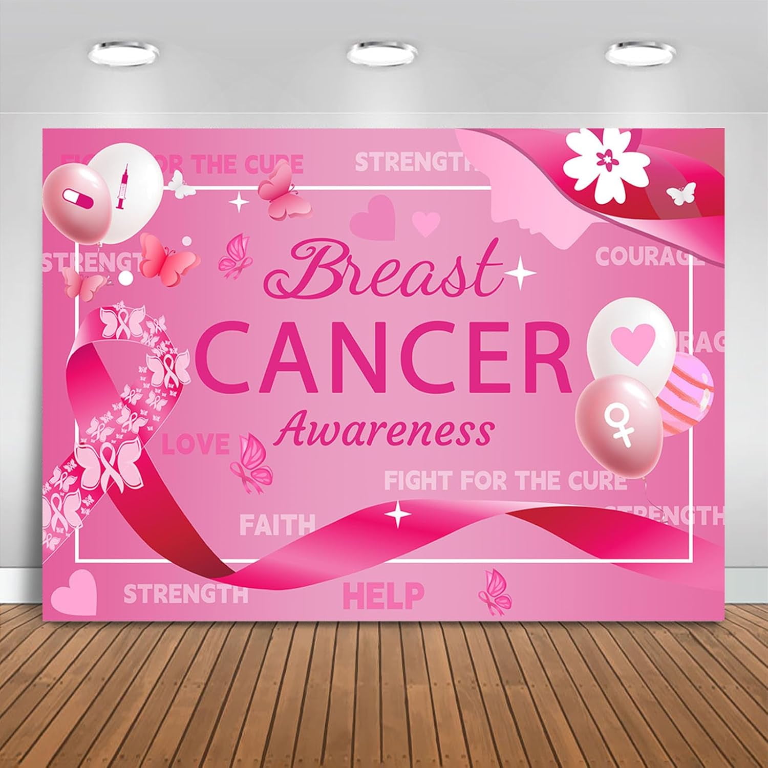 Pink Backdrop Breast Cancer Awareness Backdrop Banner Pink Ribbon ...