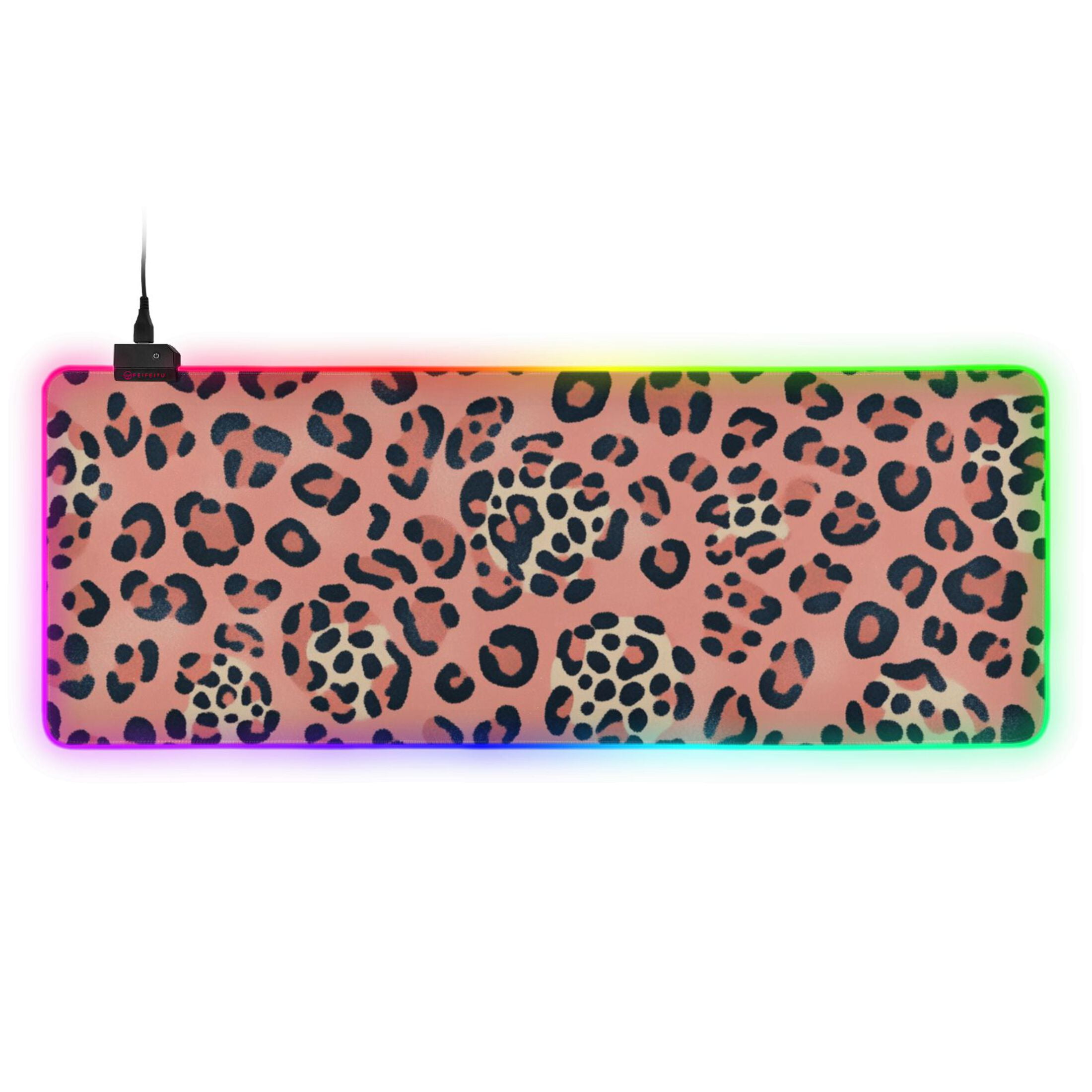 Pink Background Dot Pattern RGB Gaming Mouse Pad Large Keyboard Mat ...
