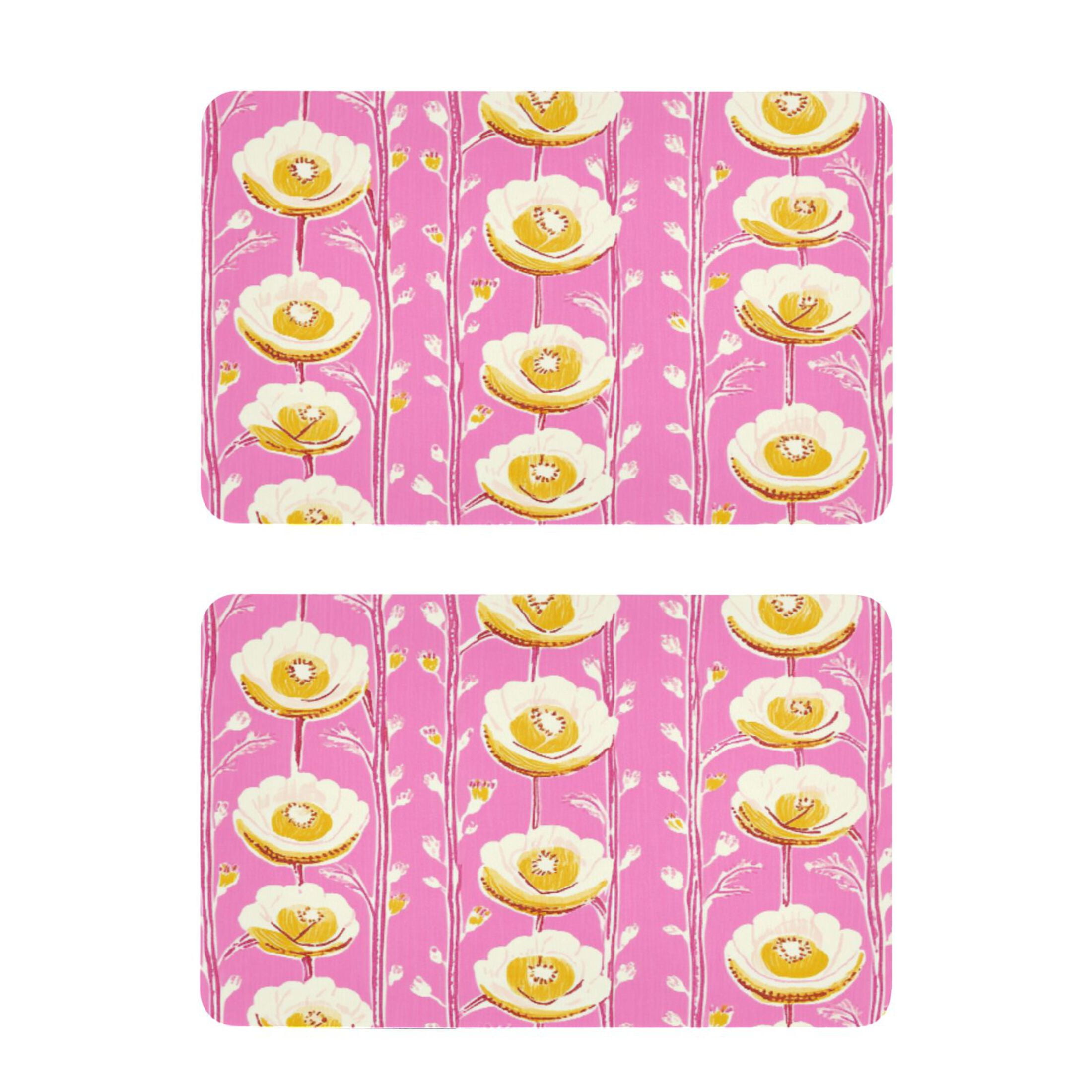Pink Background Flowers 2 Pack 4x2.5 Inch Magnetic Stickers Thick and ...