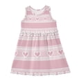 Pink Background White Lace Border Hearts Valentine Sleeveless Dress A ...
