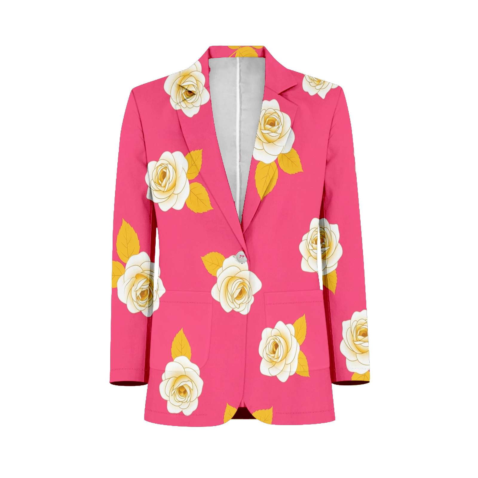 Pink Background White Roses Yellow Leaves Mens Suits Shawl Collar Slim ...
