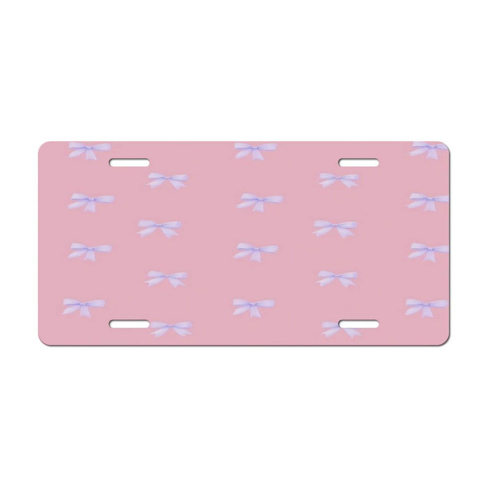 Pink Background with White Bow Pattern License Plate Lightweight ...