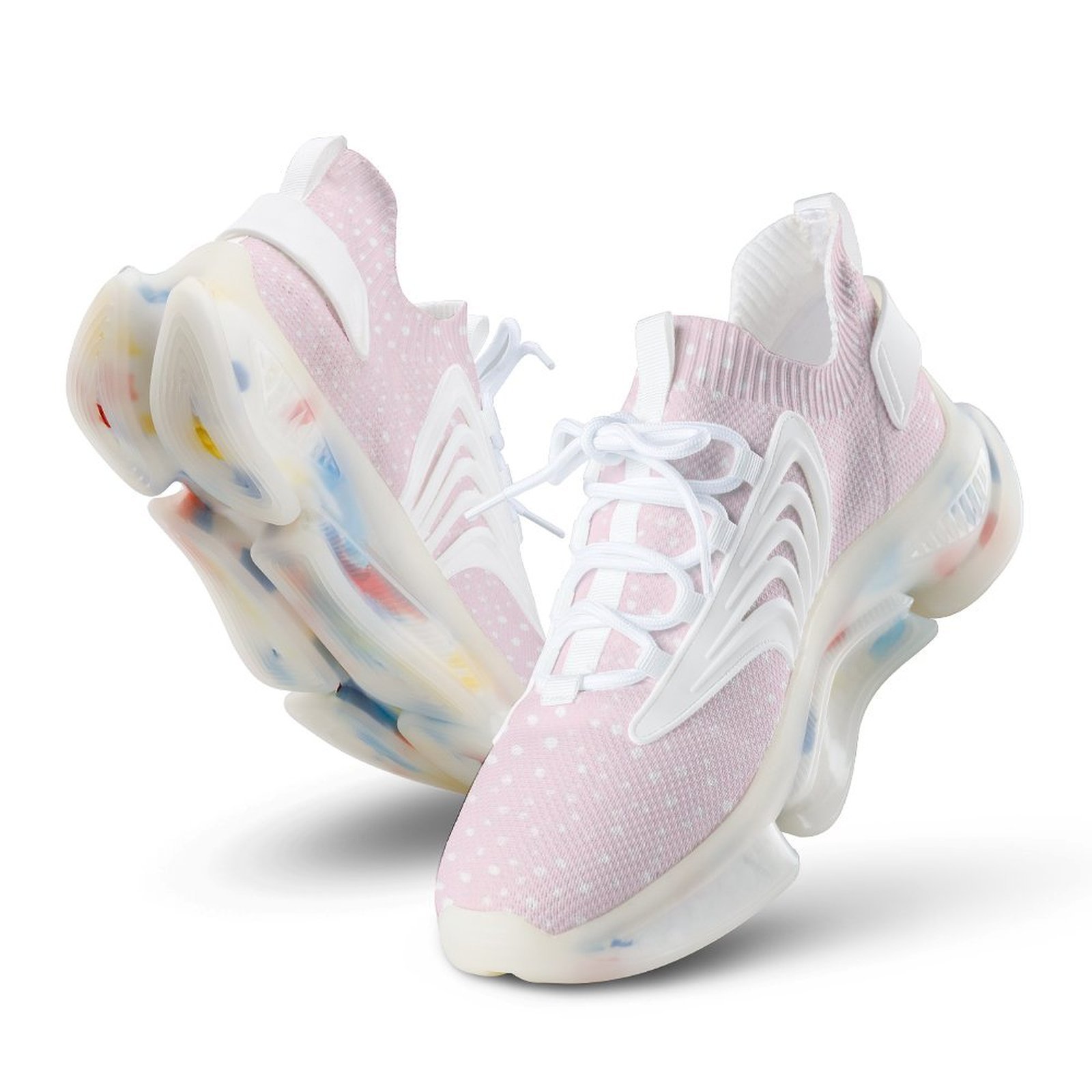 Pink Background with White Polka Dots Walking Shoes for Men Woman ...