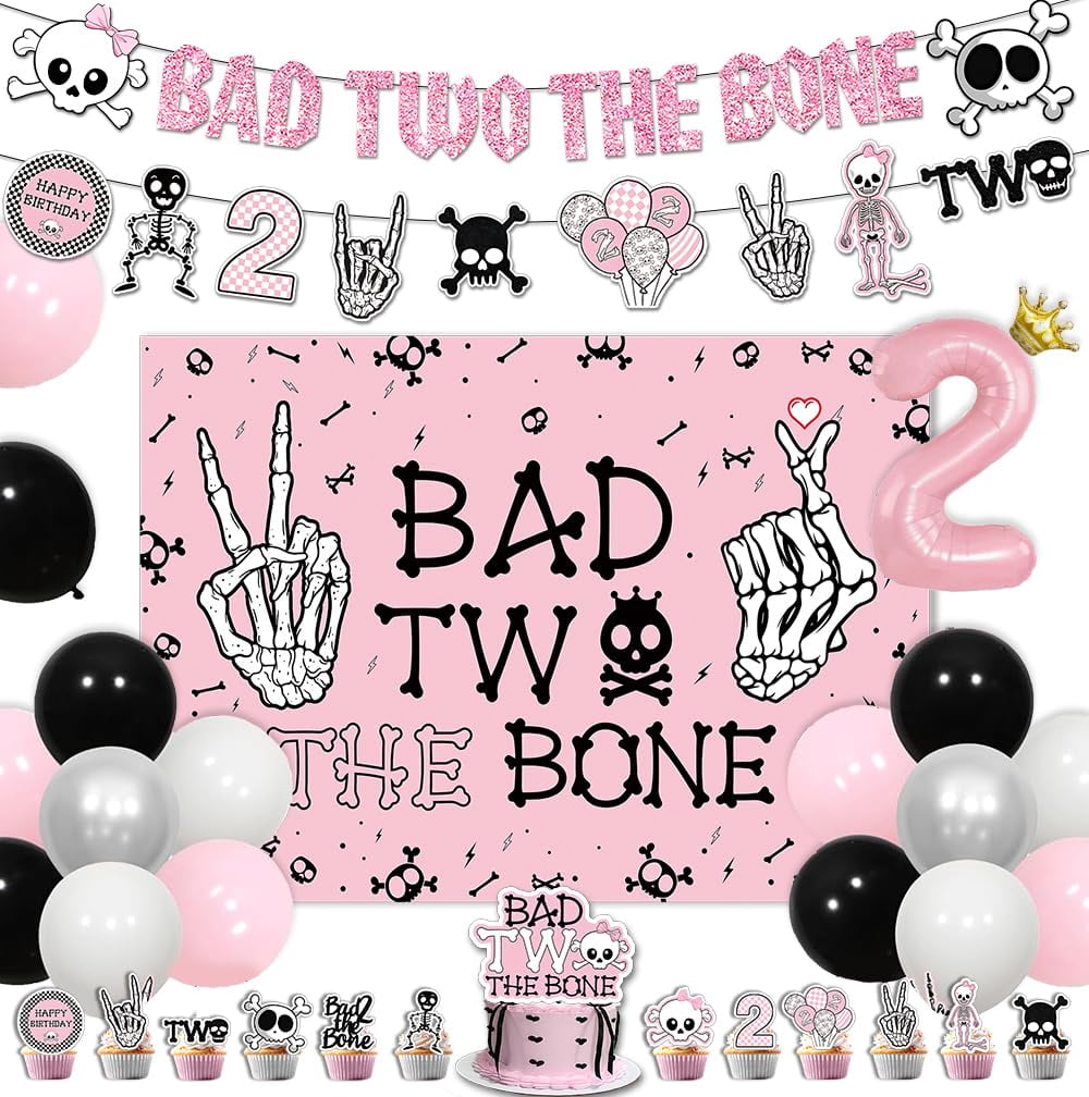 Pink Bad TwoTRDN the Bone Birthday Party Supplies,Rock And Roll Party ...