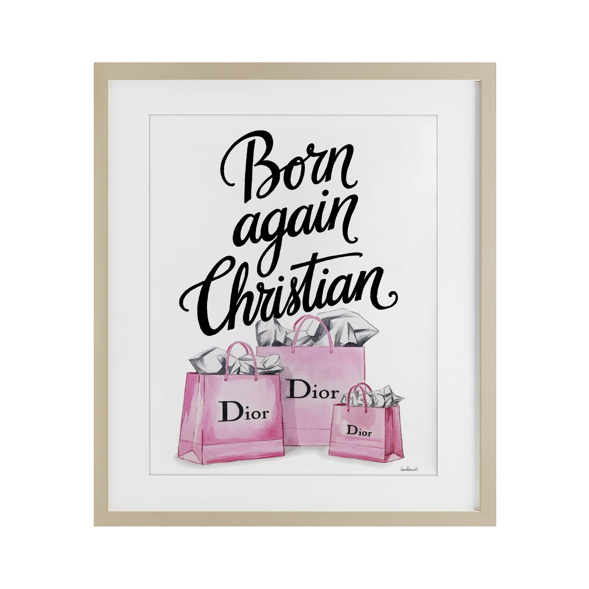 Pink Bags Born Again Christian Birch Framed Print Under Glass, design ...
