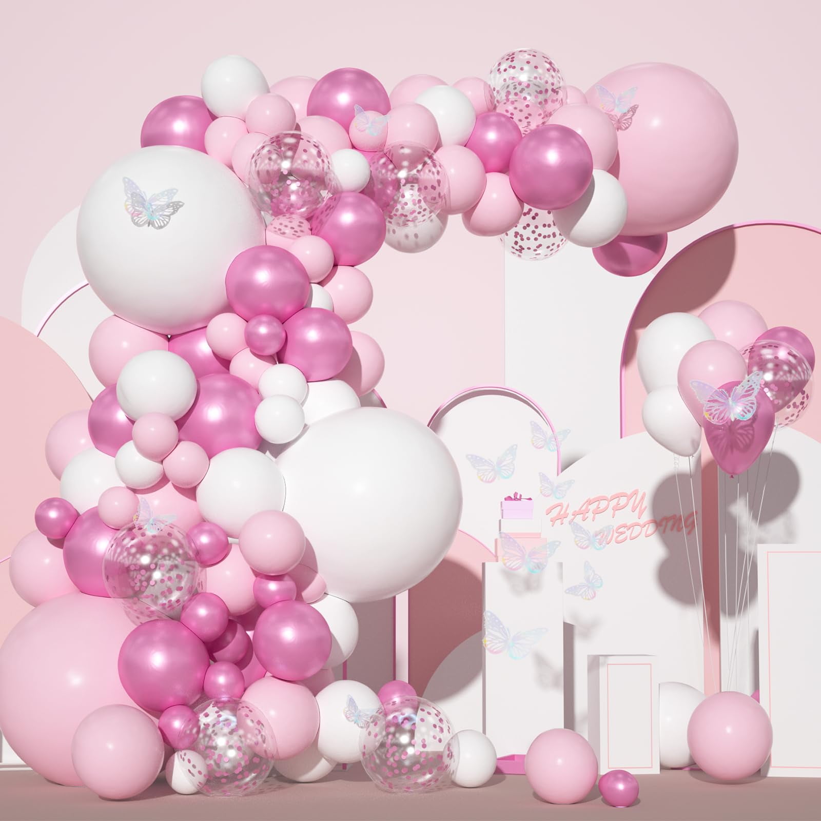 Pink Balloon Arch Kit 138pcs Pastel KKS1 Light Pink White Balloon ...