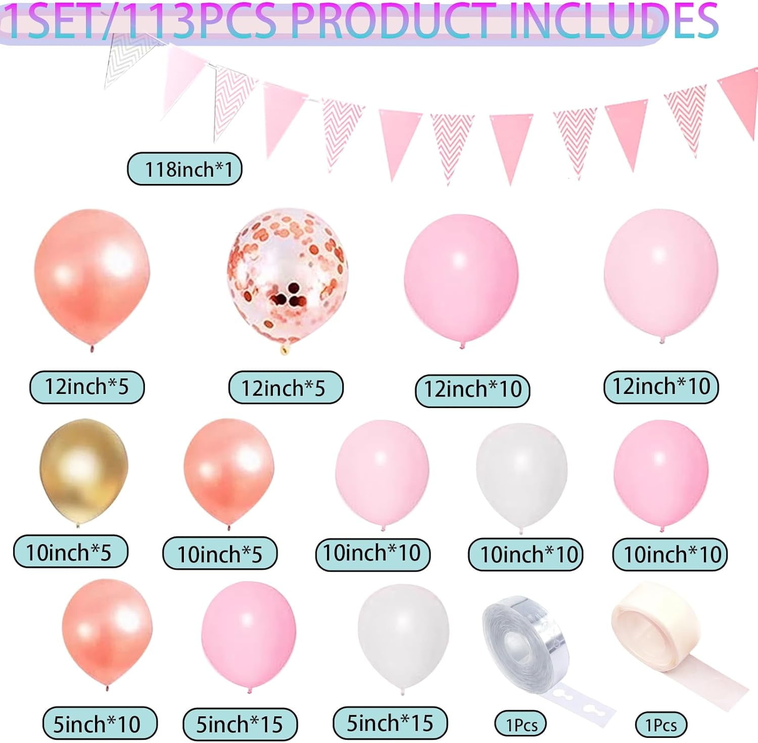 Pink Balloon Arch Kit, Balloon Garland Kit, Metallic Silver Balloons ...