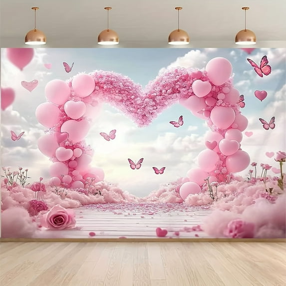 Pink Balloon Butterfly Arch Wedding Backdrop Romantic Fantasy ...