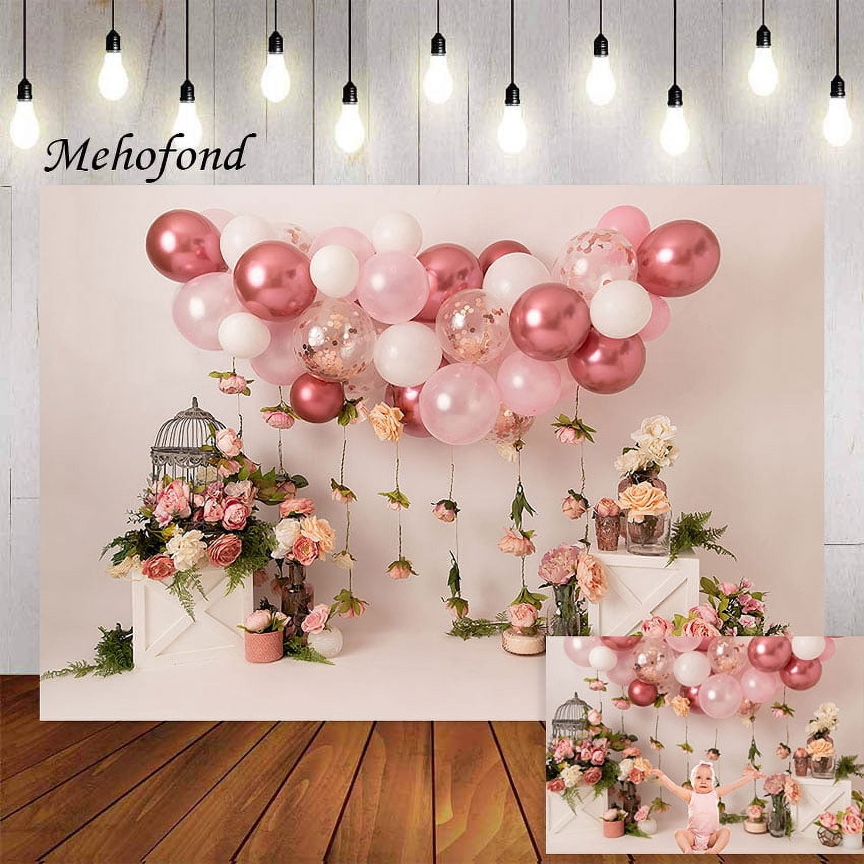 Pink Balloon Flower Girl Princess Baby Shower Birthday Party Bortrait ...