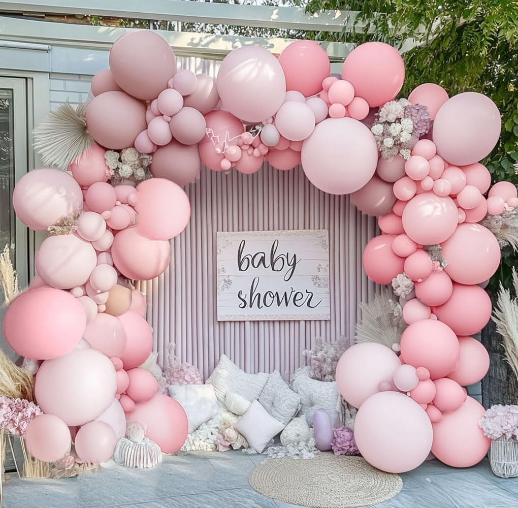 Pink Balloon GarlandEGSC - Light Pink Balloons Double Stuffed Pastel ...