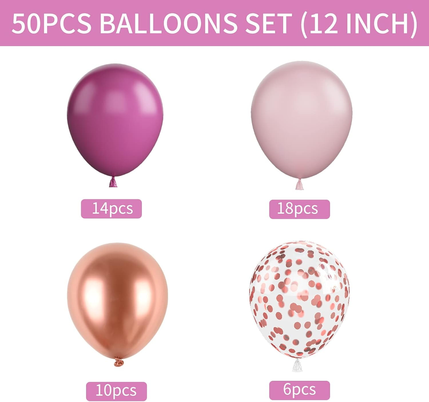 Pink Balloons, Rose Pink Balloons Rose Gold Balloons Metallic Confetti ...